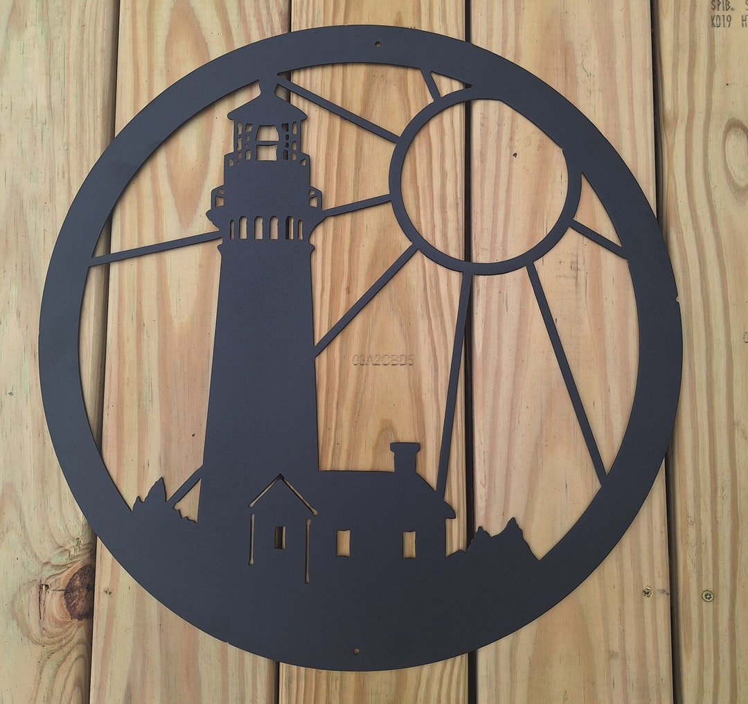 Lighthouse With Sun Metal Wall Art - Etsy