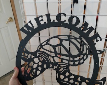 Sea-turtle welcome sign Metal Art Turtle welcome yard art | Etsy