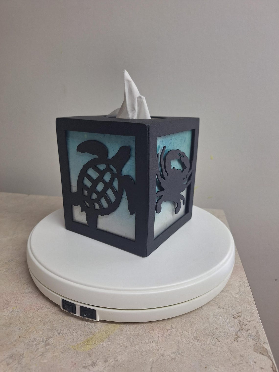 Crab and Turtle Tissue Box Cover - Etsy
