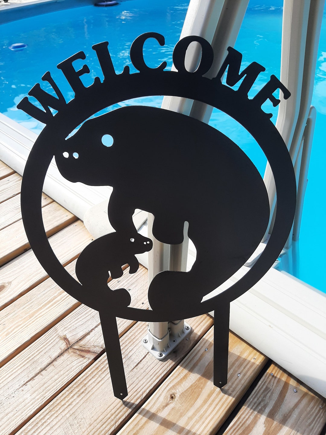 Manatee Welcome Yard Stake - Etsy