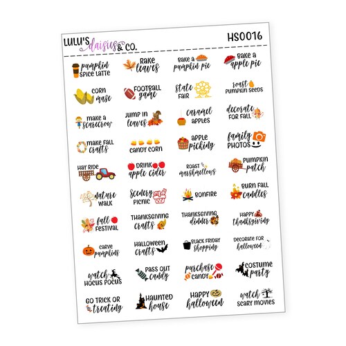 Fall Bucket List Planner Stickers Halloween Thanksgiving - Etsy