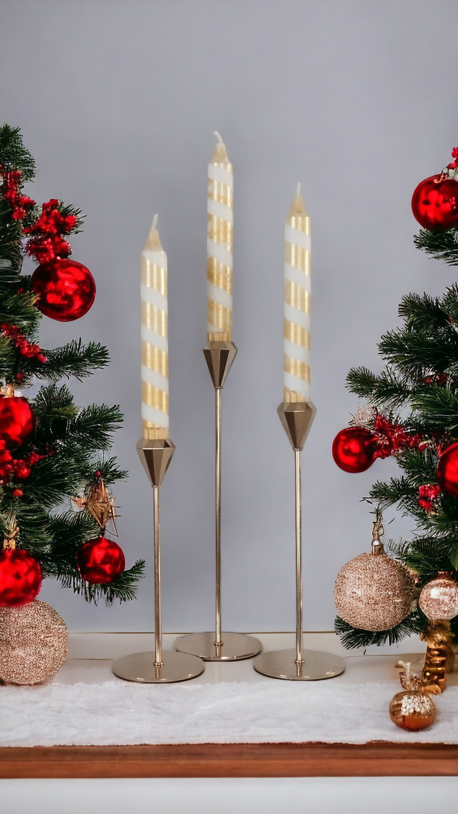 Gold White Taper Candles for Birthday Party Christmas Dinner Table ...