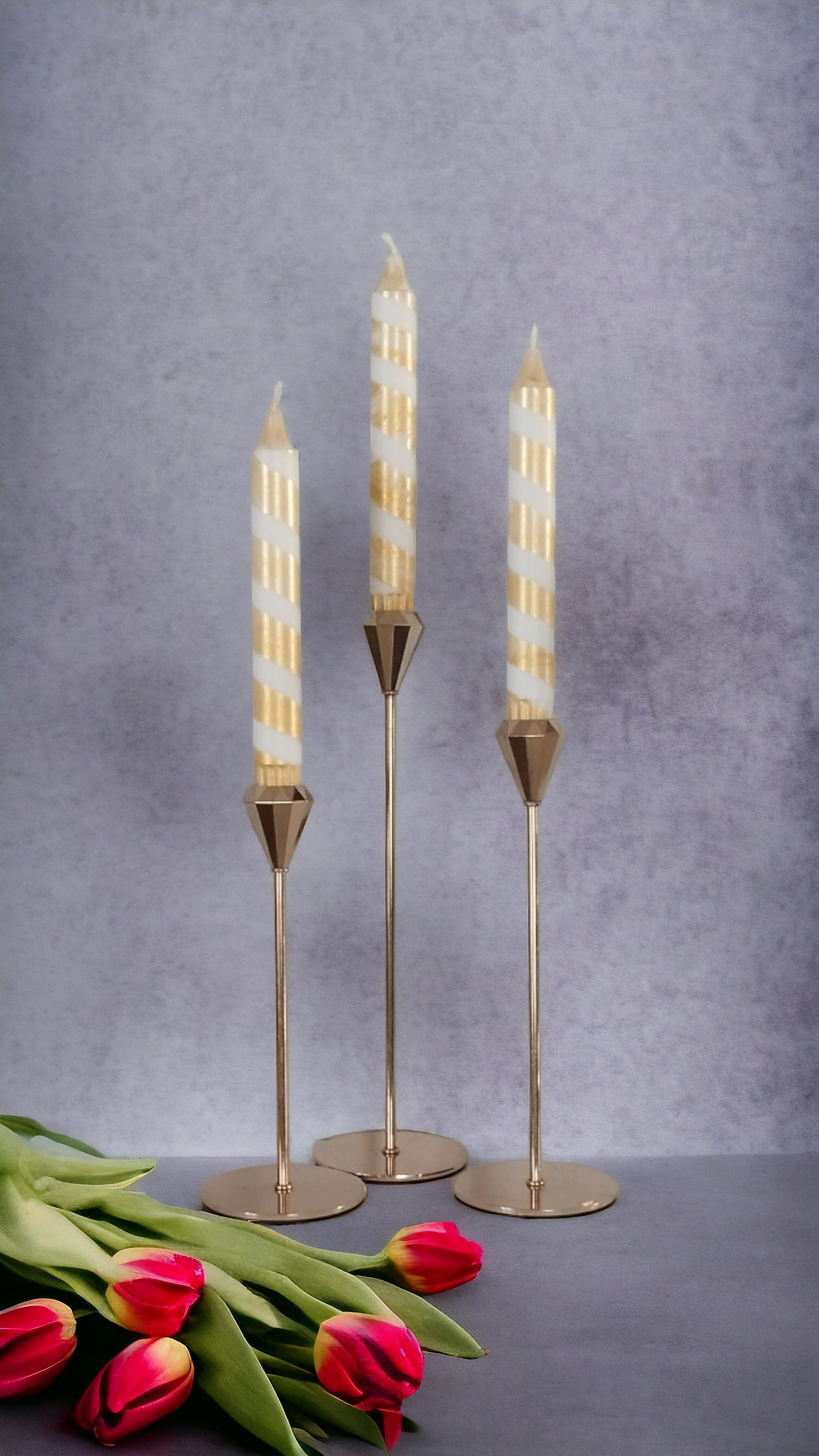 Gold White Taper Candles for Birthday Party Christmas Dinner Table ...