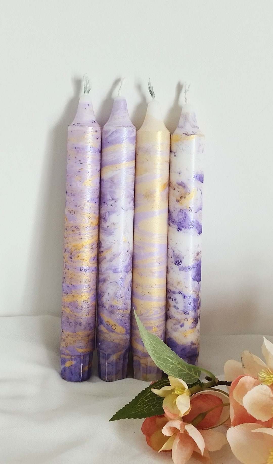 Gold Purple Taper Candles Set of 4 Christmas Candle Gift - Etsy