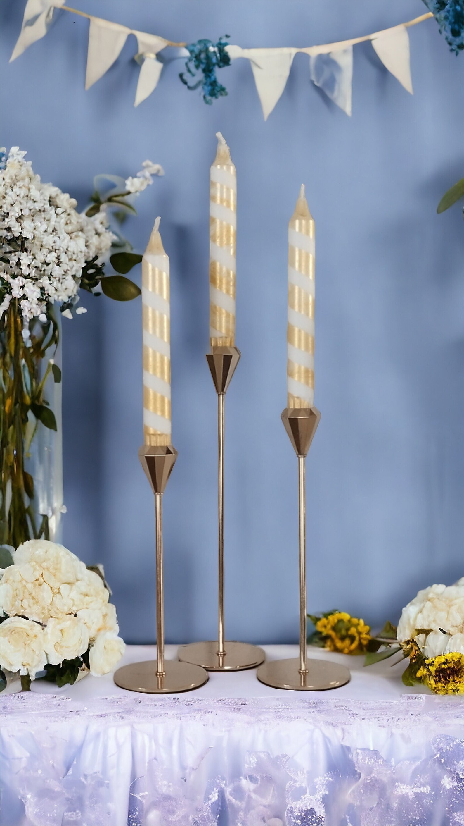Gold White Taper Candles for Birthday Party Christmas Dinner Table ...