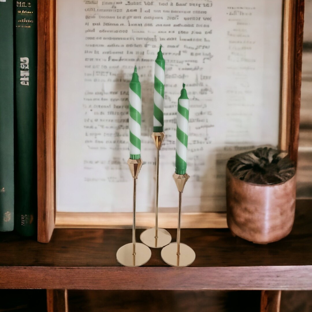 White Green Tall Swirl Dinner Table Candles Christmas Dinner Table ...