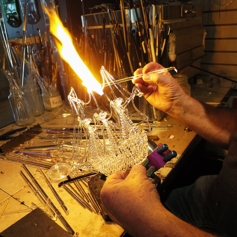 Glass Ship Boat Sculpture - Etsy UK