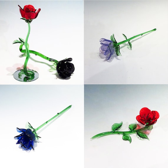 Glass Rose/ Red Rose/ Blue Rose/ Black Rose/ Purple Rose/ hand | Etsy
