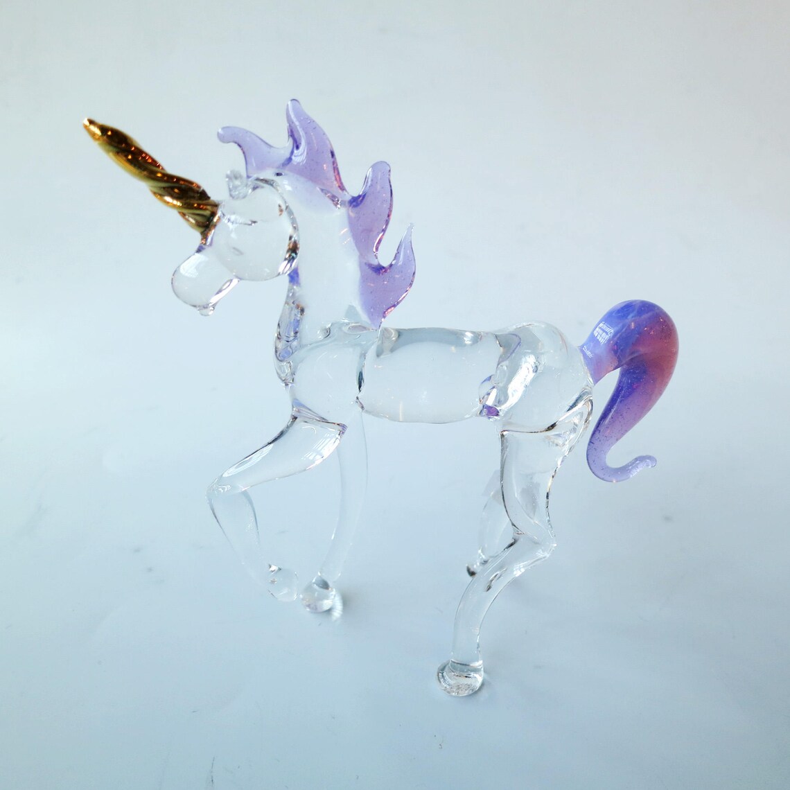 Glass Rainbow Unicorn Purple Unicorn Figurine With Gold Horn - Etsy