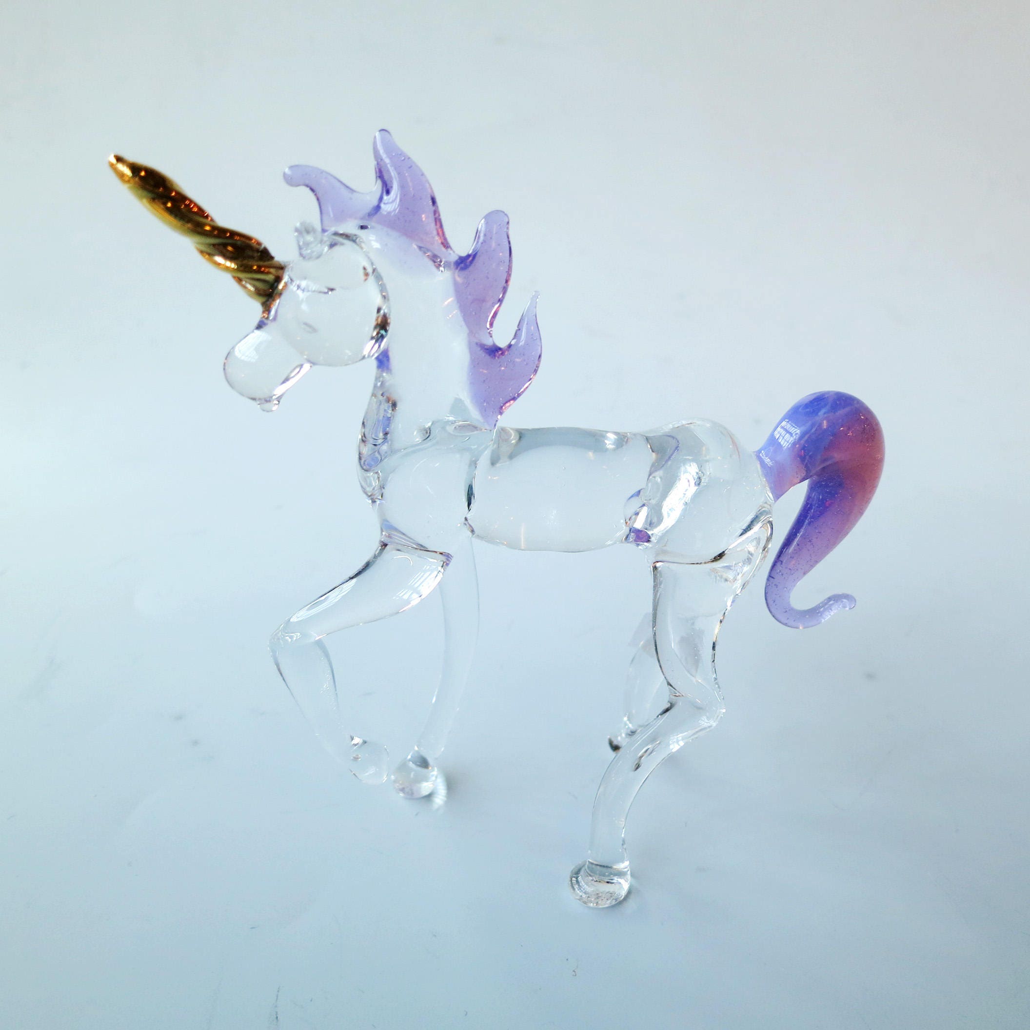 Glass Rainbow Unicorn Purple Unicorn Figurine With Gold Horn - Etsy