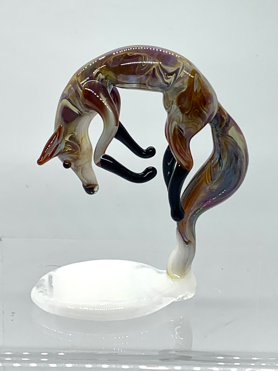 Glass Hunting Fox Figurine/ Leaping Fox/ Handmade/ Glass/ Borosilicate ...