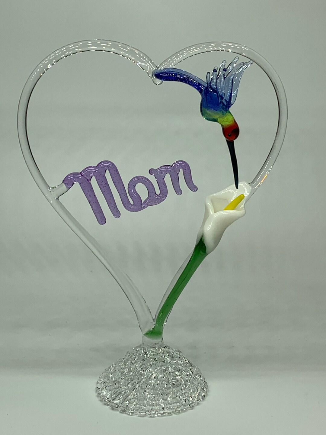 Glass Mom Heart With Flower - Etsy