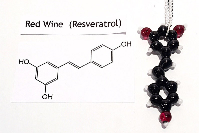 Glass Red Wine Molecule Necklace/pendant,chemistry, Glasspendant ...