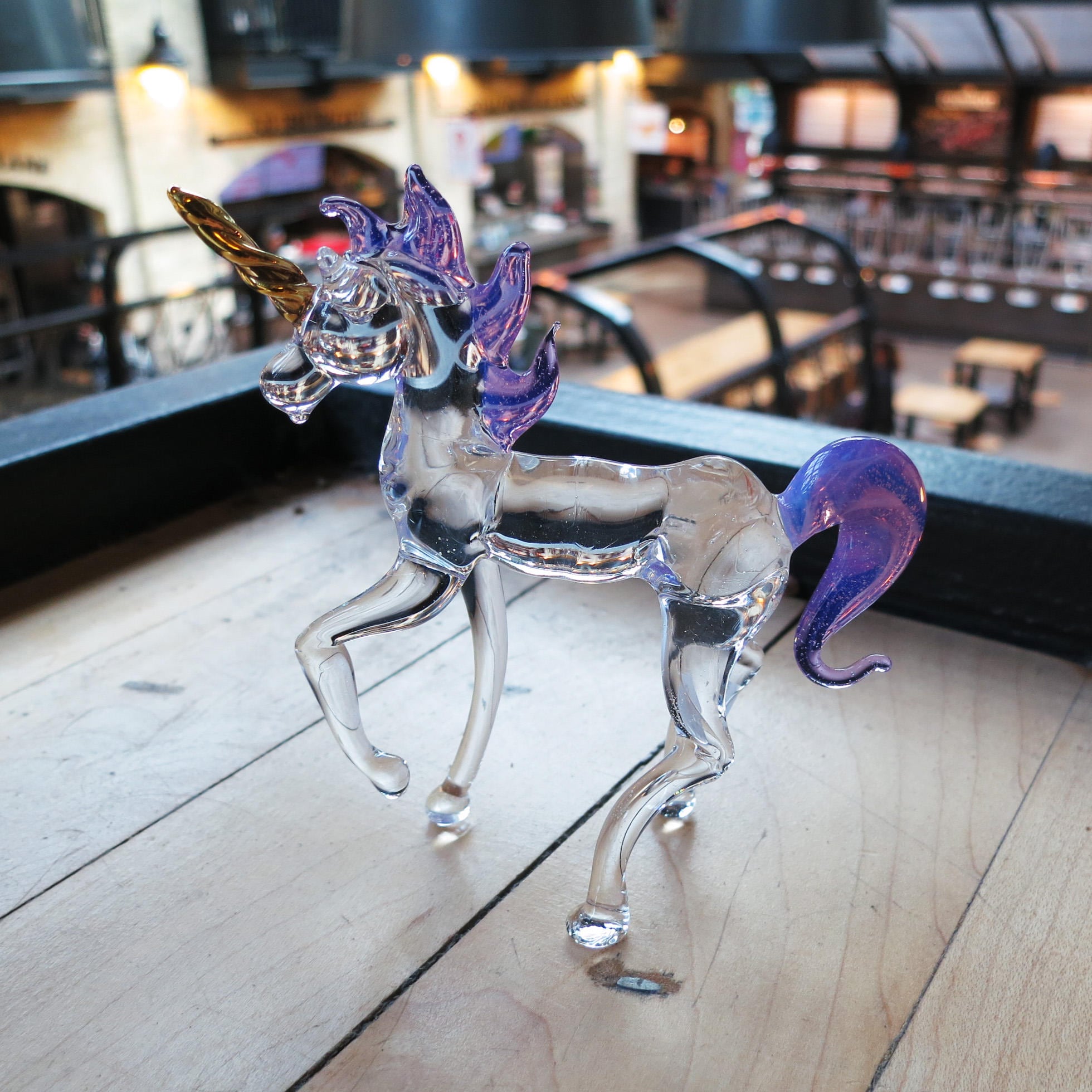 Glass Rainbow Unicorn Purple Unicorn Figurine With Gold Horn - Etsy