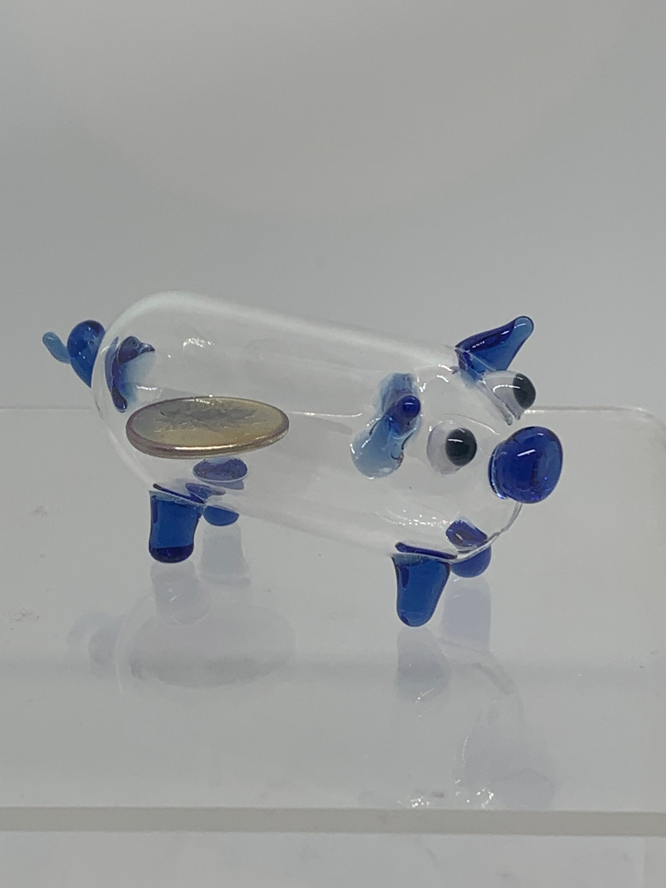 Glass Lucky Pig Figurine With Penny Hand Made - Etsy