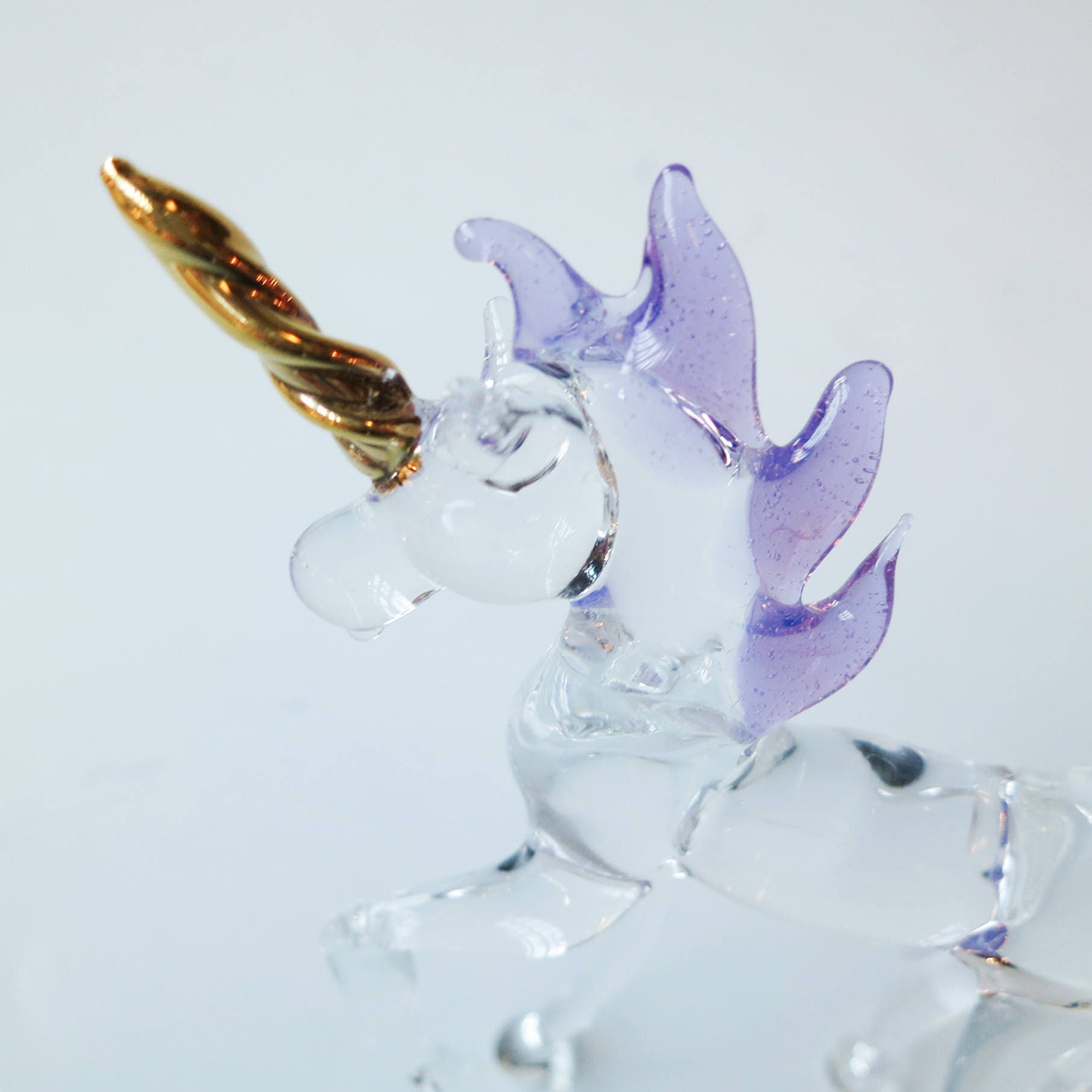 Glass Rainbow Unicorn Purple Unicorn Figurine With Gold Horn - Etsy
