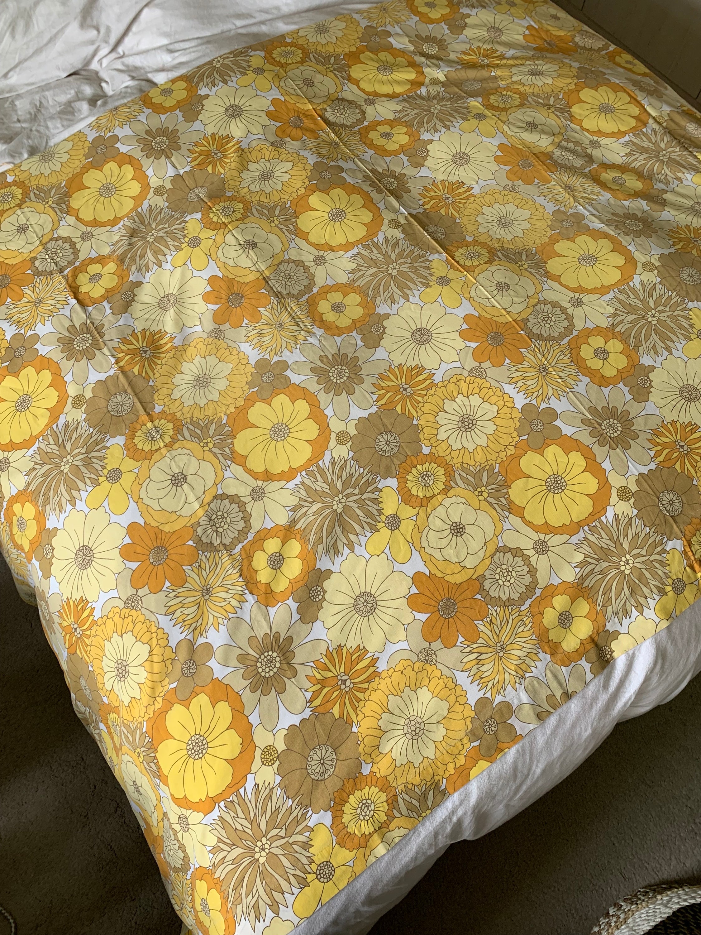 Vintage 1970s St Michael Mustard Yellow Floral Fabric Material - Etsy