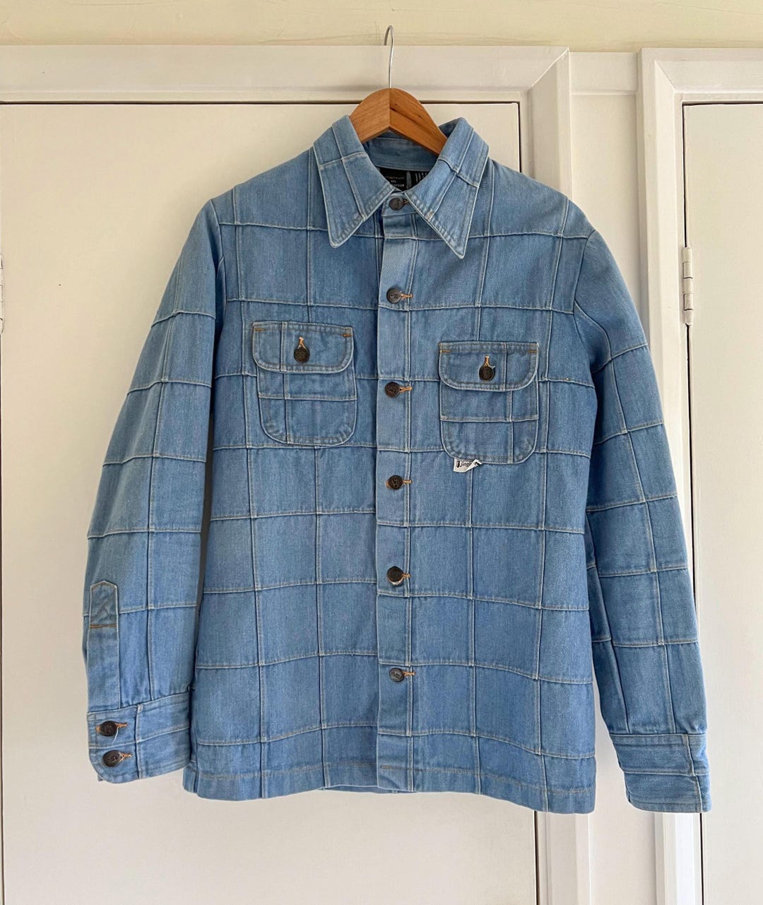 Vintage 1970s Patchwork Windowpane Denim Jacket - Etsy