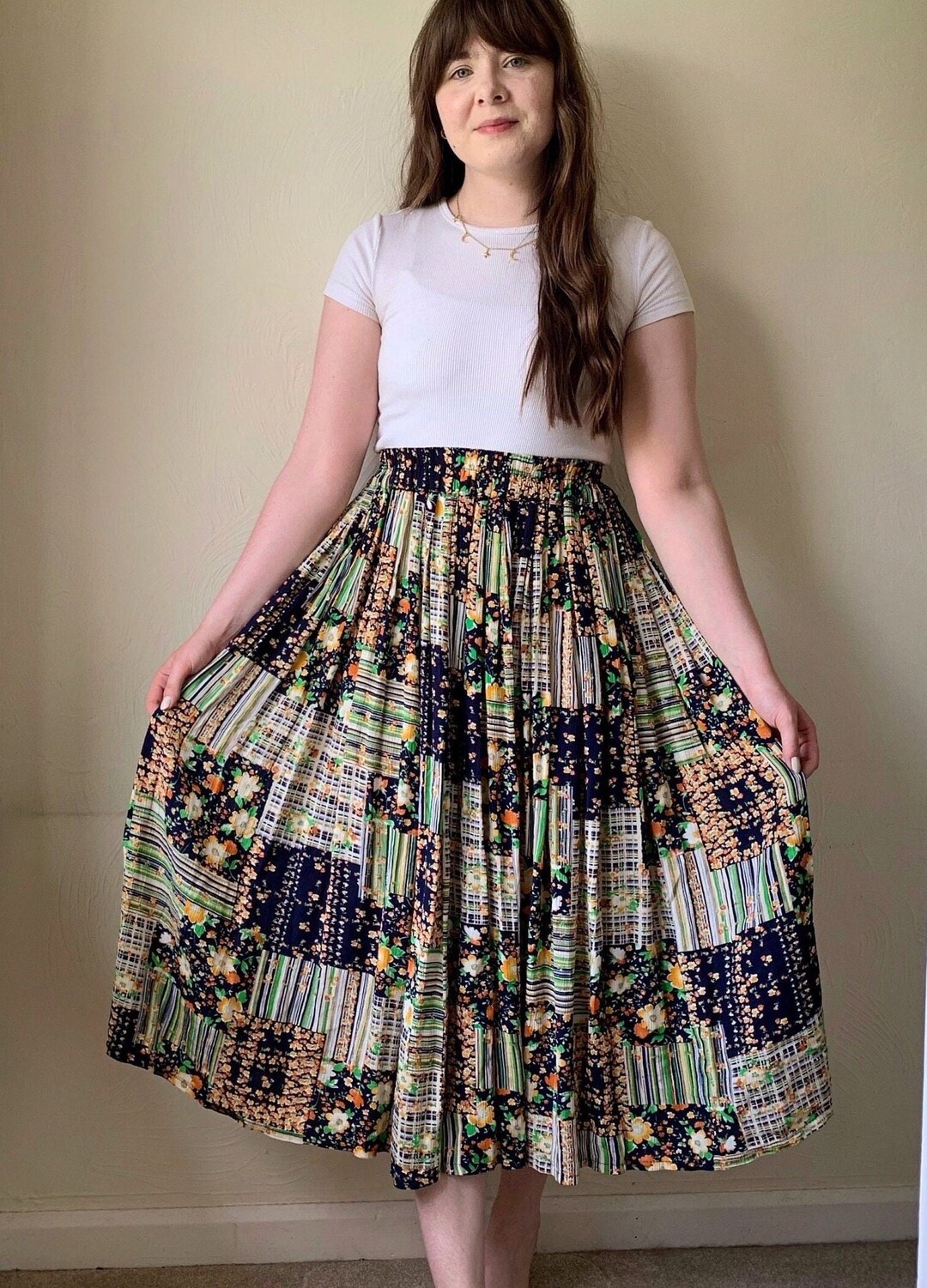 Vintage 1990s Patchwork Floral Skirt - Etsy UK