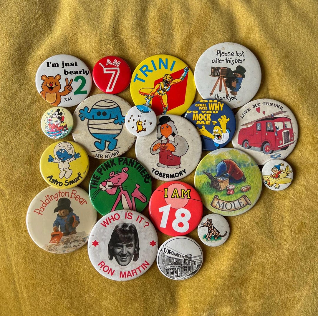 Vintage Retro Pin Badges Childrens Books TV 70s 80s Collectible - Etsy UK
