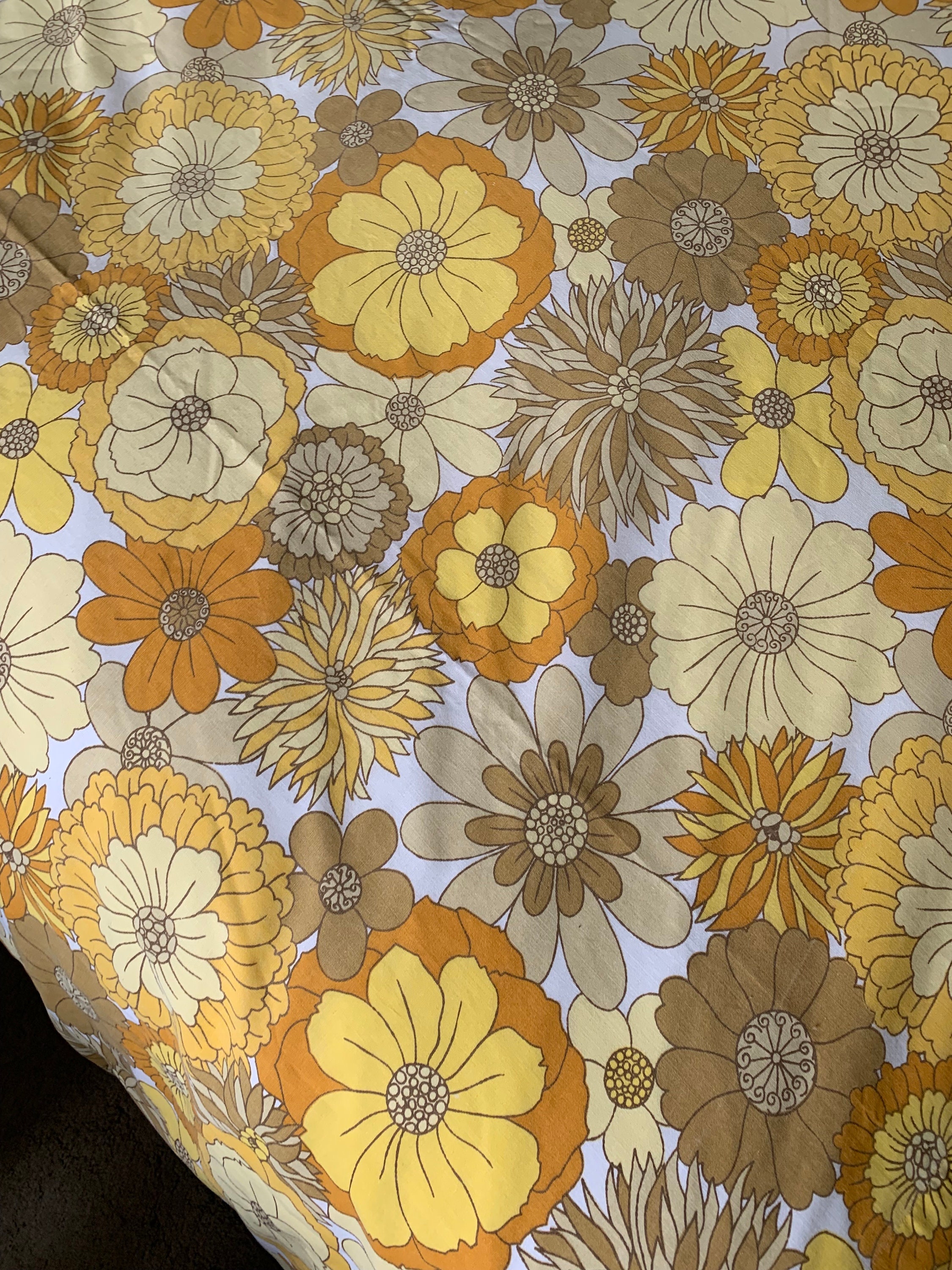 Vintage 1970s St Michael Mustard Yellow Floral Fabric Material - Etsy