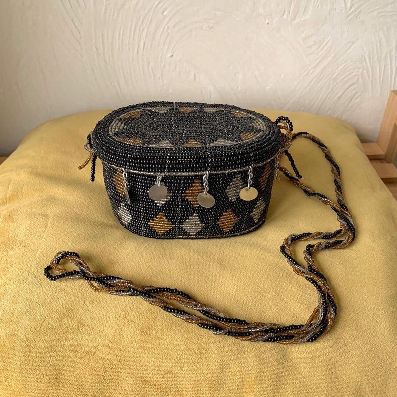 Antique Metal Bead Bag - Etsy UK