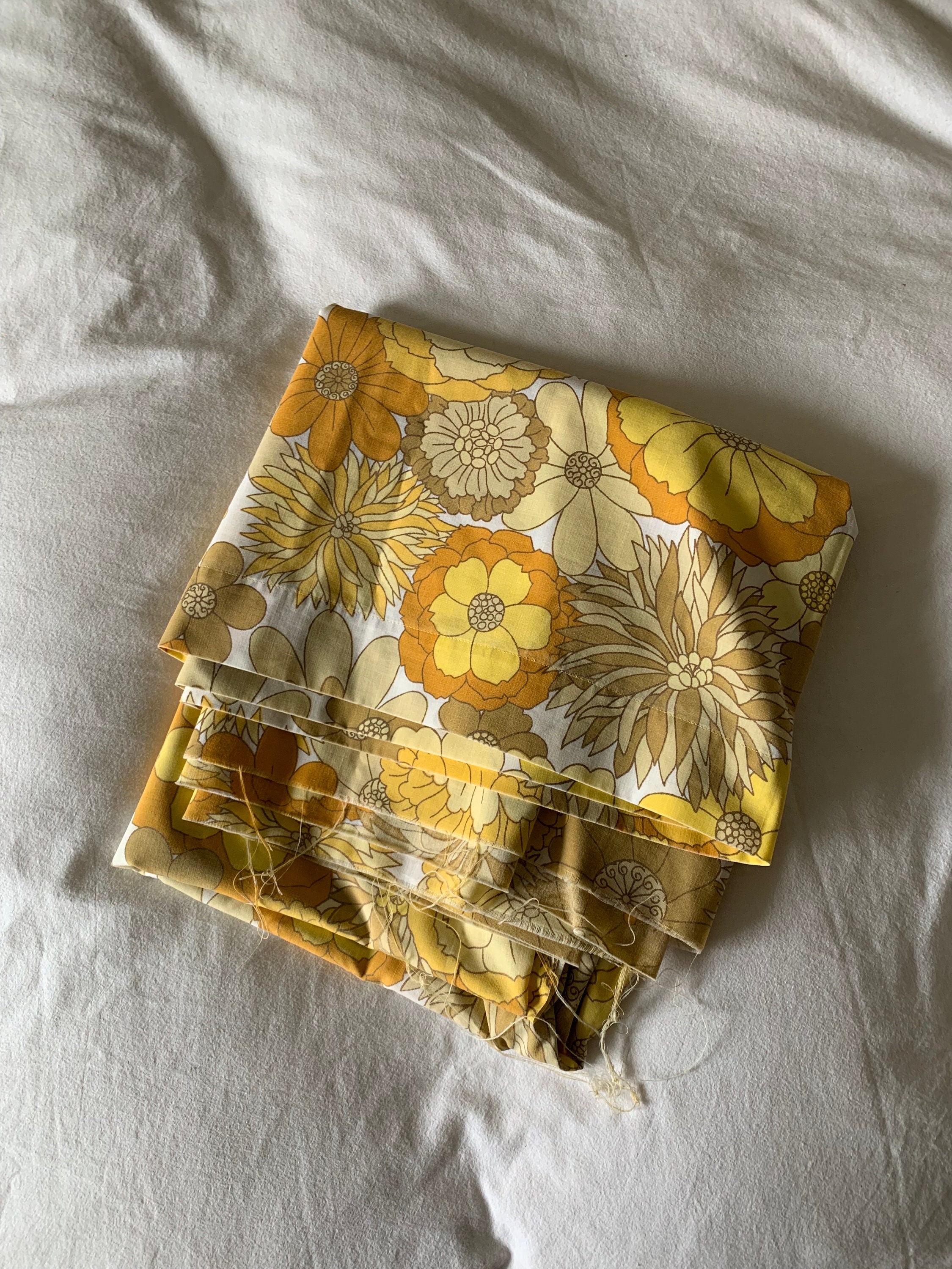 Vintage 1970s St Michael Mustard Yellow Floral Fabric Material - Etsy