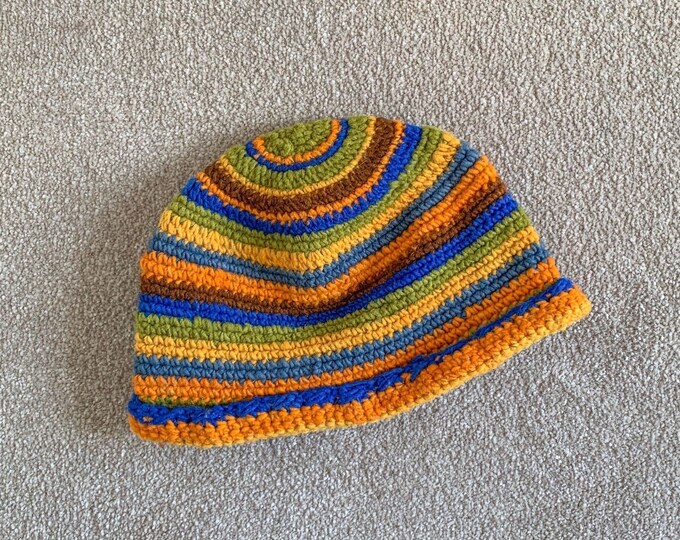 Vintage Colourful Hand Knit Wool Hat - Etsy