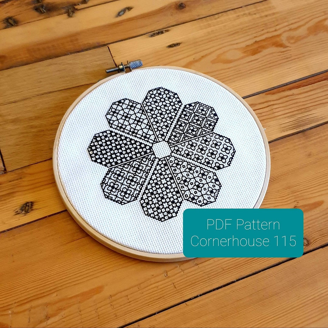 Backstitch Flower Ava Pattern, DIY Backstitch Chart. Instant PDF ...