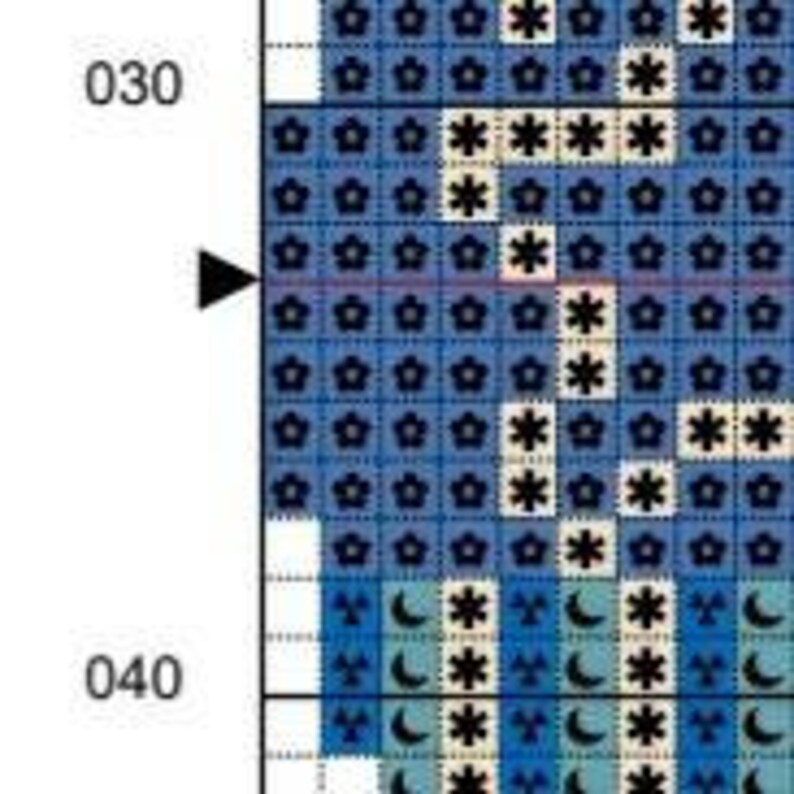 Blue Patchwork Half Moon Cross Stitch Pattern. DIY Craft Xstitch Chart ...