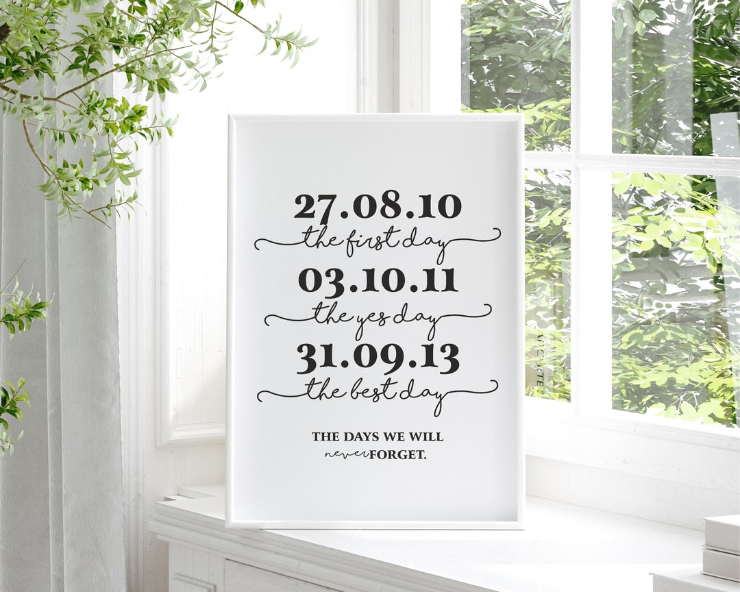Best Days Dates Wedding Anniversary Engagement Newlywed Mr & - Etsy