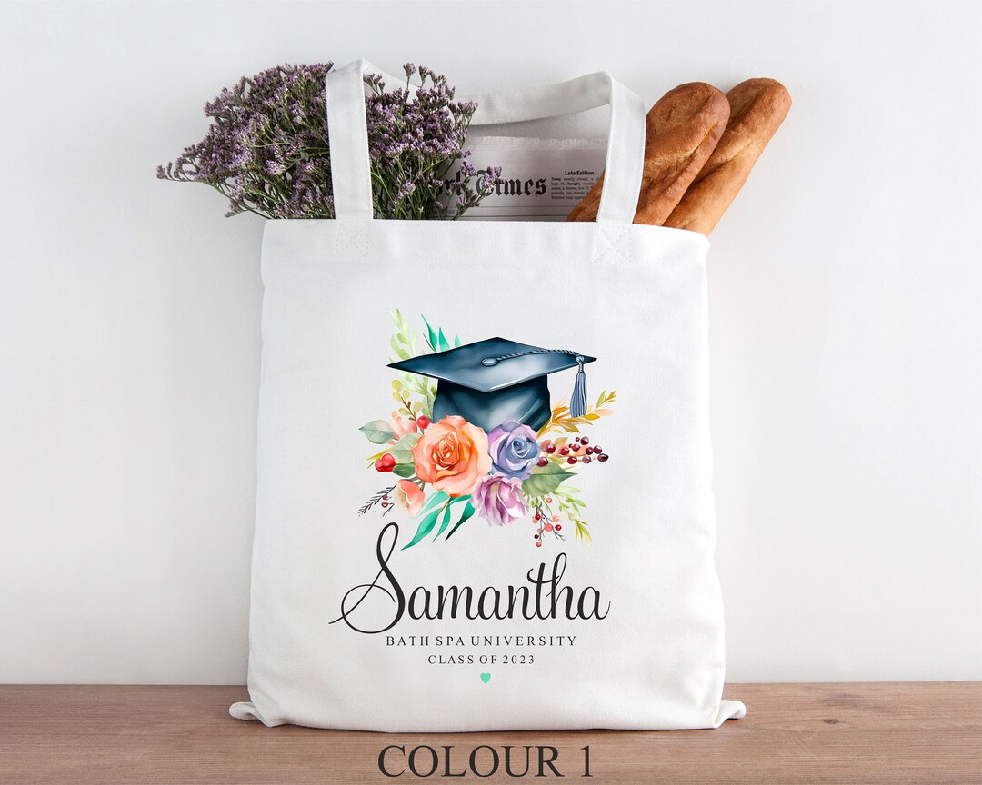 Graduation Graduate Grad University Student Floral Hat Uni Bag for Life ...