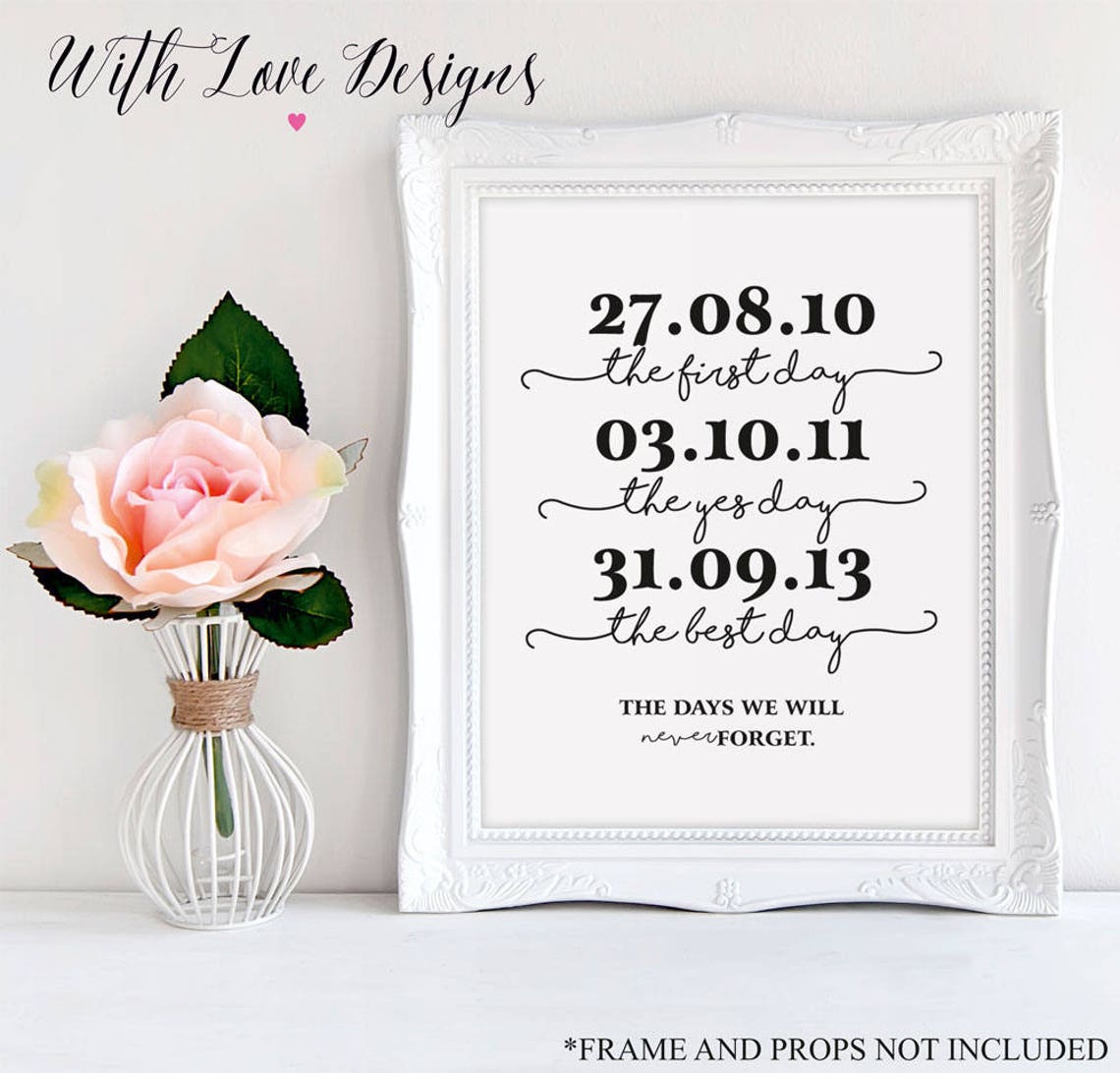 Best Days Dates Wedding Anniversary Engagment Personalised | Etsy