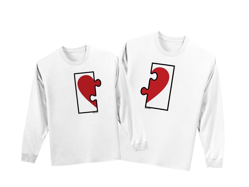 Puzzle Piece Heart Matching Sweatshirts Couple Sweatshirts Newly Weds ...