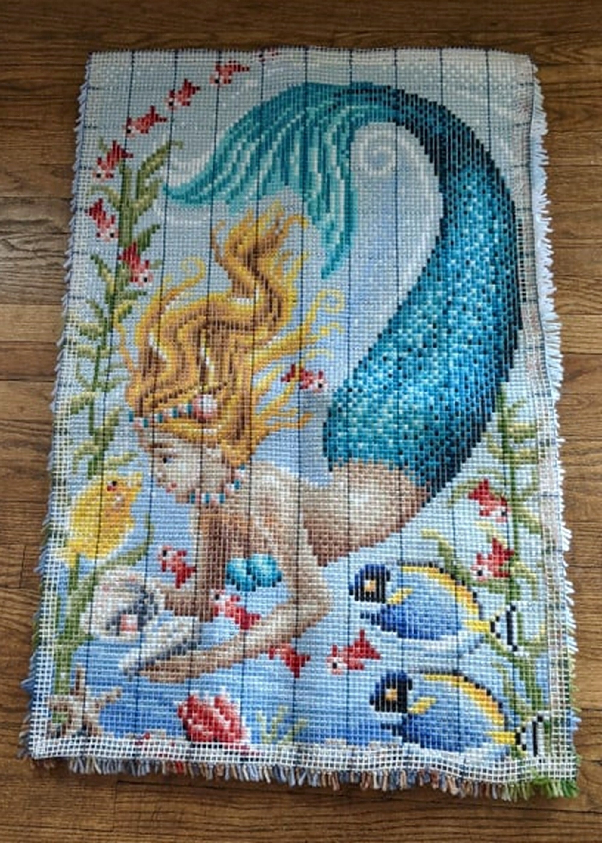 Enchanted Mermaid Completed Latch Hook Rug-this is NOT a Kit - Etsy