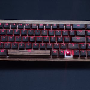 Wooden Keyboard - 65% Keyboard - Resin Backlit- Solid Walnut Wood ...