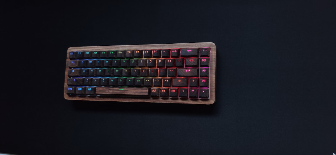 Wooden Keyboard 65% Keyboard Resin Backlit Solid Walnut - Etsy