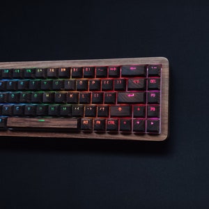 Wooden Keyboard - 65% Keyboard - Resin Backlit- Solid Walnut Wood ...