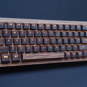 Wooden Keyboard - 65% Keyboard - Resin Backlit- Solid Walnut Wood ...