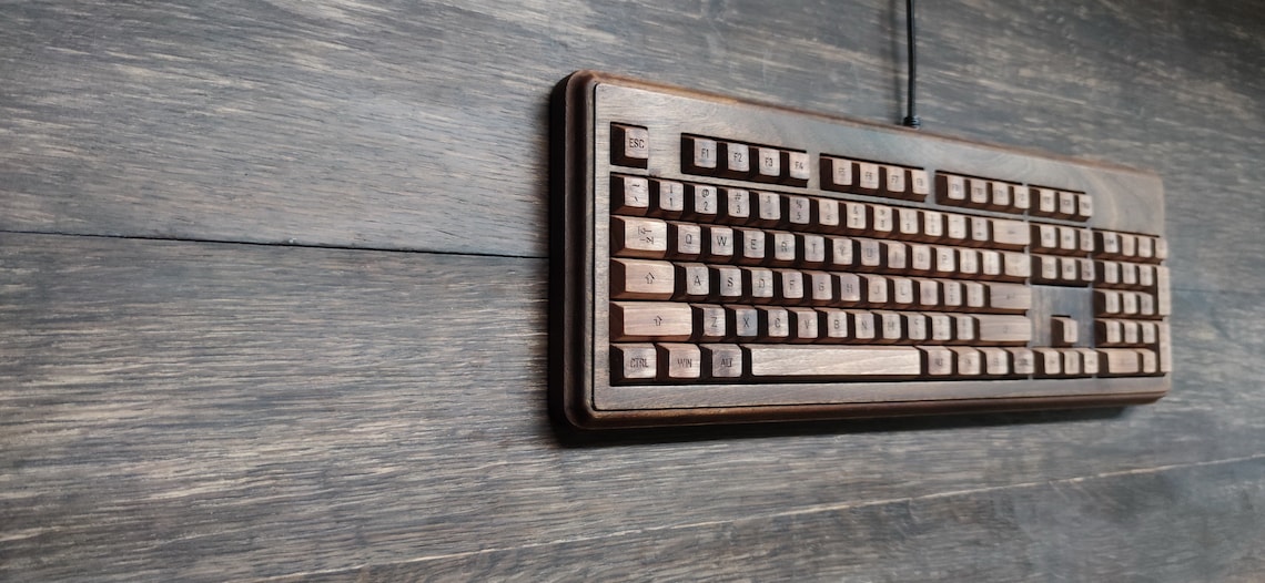 Wooden Keyboard MK-9 Retro Style Rustic Industrial Solid Walnut Wood ...
