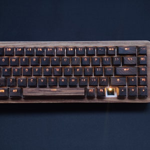Wooden Keyboard - 65% Keyboard - Resin Backlit- Solid Walnut Wood ...