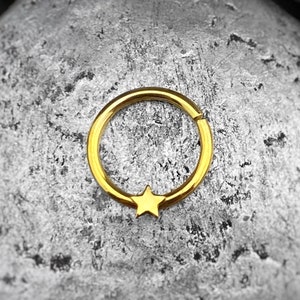 Star Septum Hoop, Star Septum Ring, Silver Septum Piercing, Septum Hoop ...