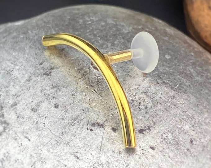 Raw Silk Cartilage Bar Earring | 14K Gold Fill Long Hammered Hatched ...