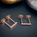 Double Bar Studs, Square Double Piercing Earrings, Double Earrings ...
