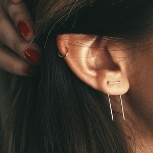 Double Piercing Threader Earrings Double Lobe Earrings - Etsy Canada