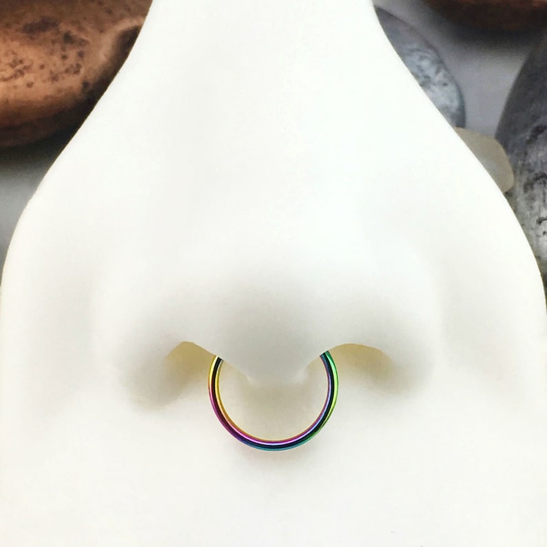 Rainbow Titanium Nose Ring Titanium Septum Ring Custom Nose | Etsy