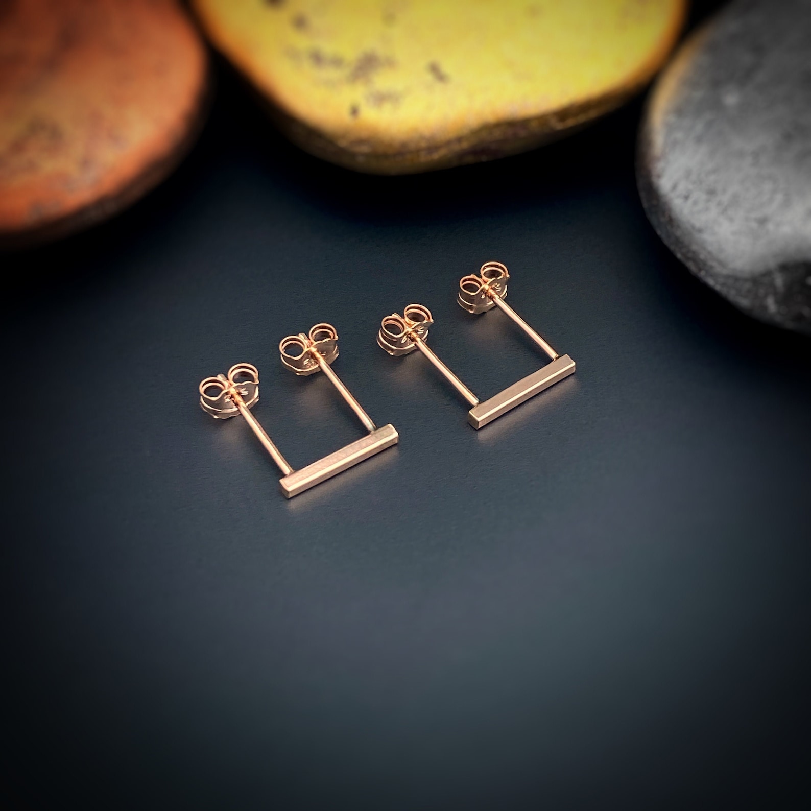 Double Bar Studs, Square Double Piercing Earrings, Double Earrings ...