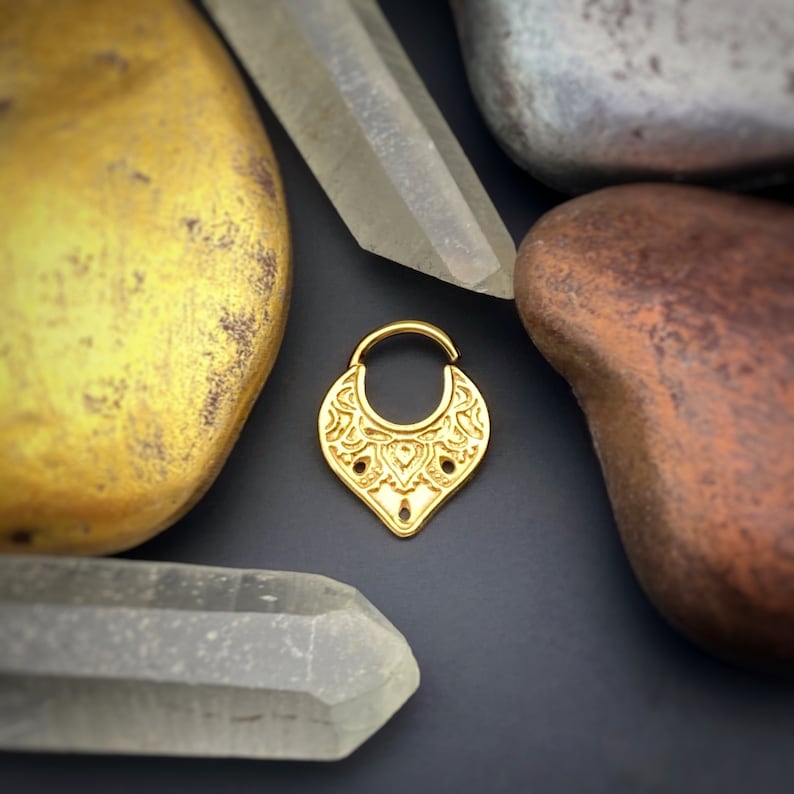 Ornate Septum Ring, Tribal Septum Hoop, Sterling Silver Septum Piercing ...