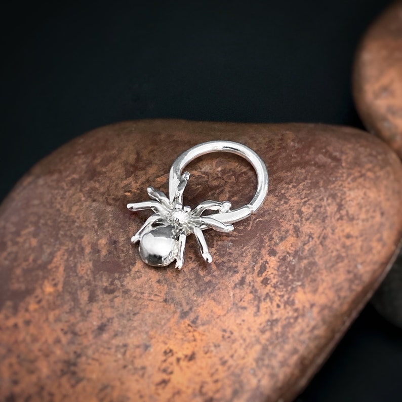 MADE TO ORDER Sterling Silver Spider Septum Hoop, Edgy Goth Piercing ...
