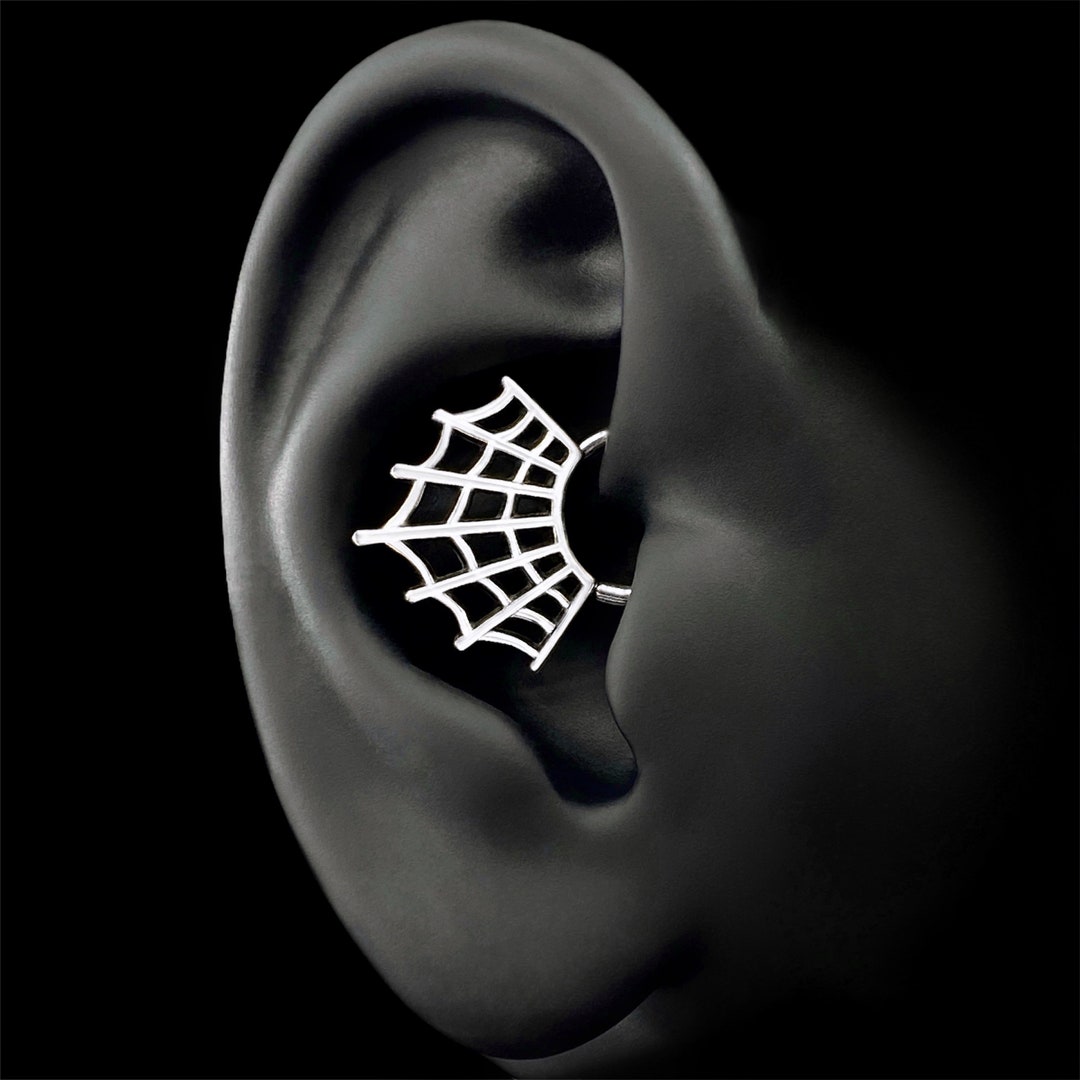 Spider Web Daith Hoop, Spider Web Jewelry, Custom Body Jewelry, Spider ...